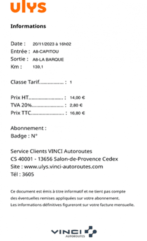 Comment obtenir un reçu de paiement pour un trajet réalisé sur une ...